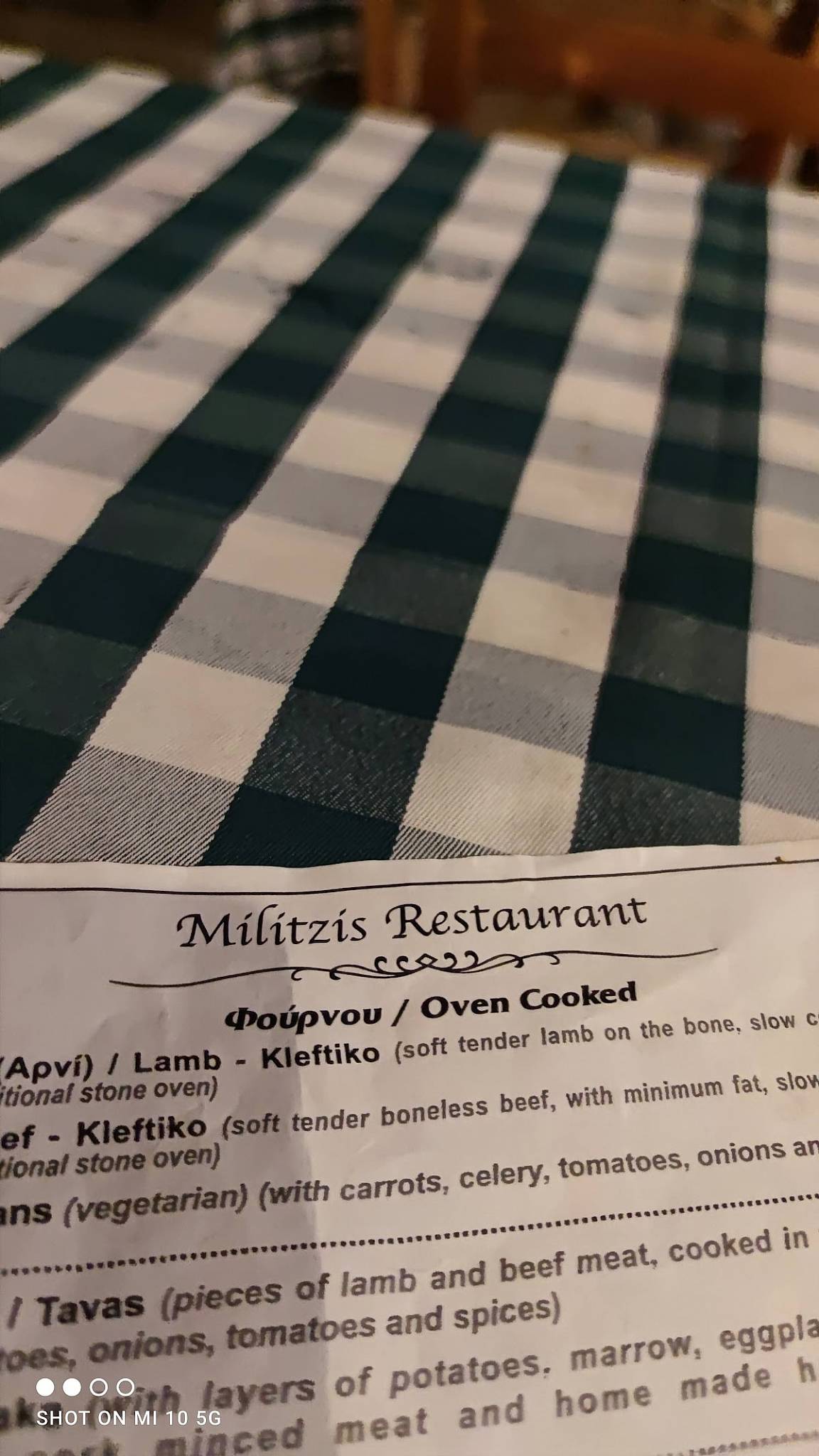 Menu at Militzis Traditional Tavern, Larnaca, WJ5Q+732