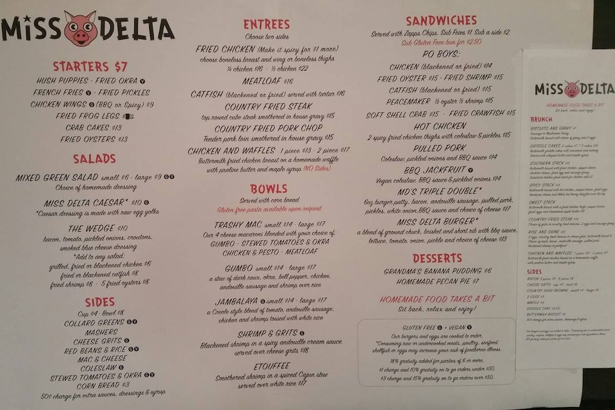 Menu at Miss Delta Restaurant and Bar, Portland, N Mississippi Ave