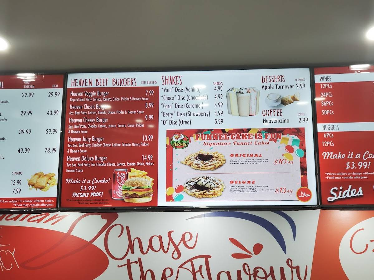 Menu at Paradise Chicken restaurant, Mississauga, Tenth Line W Unit 4