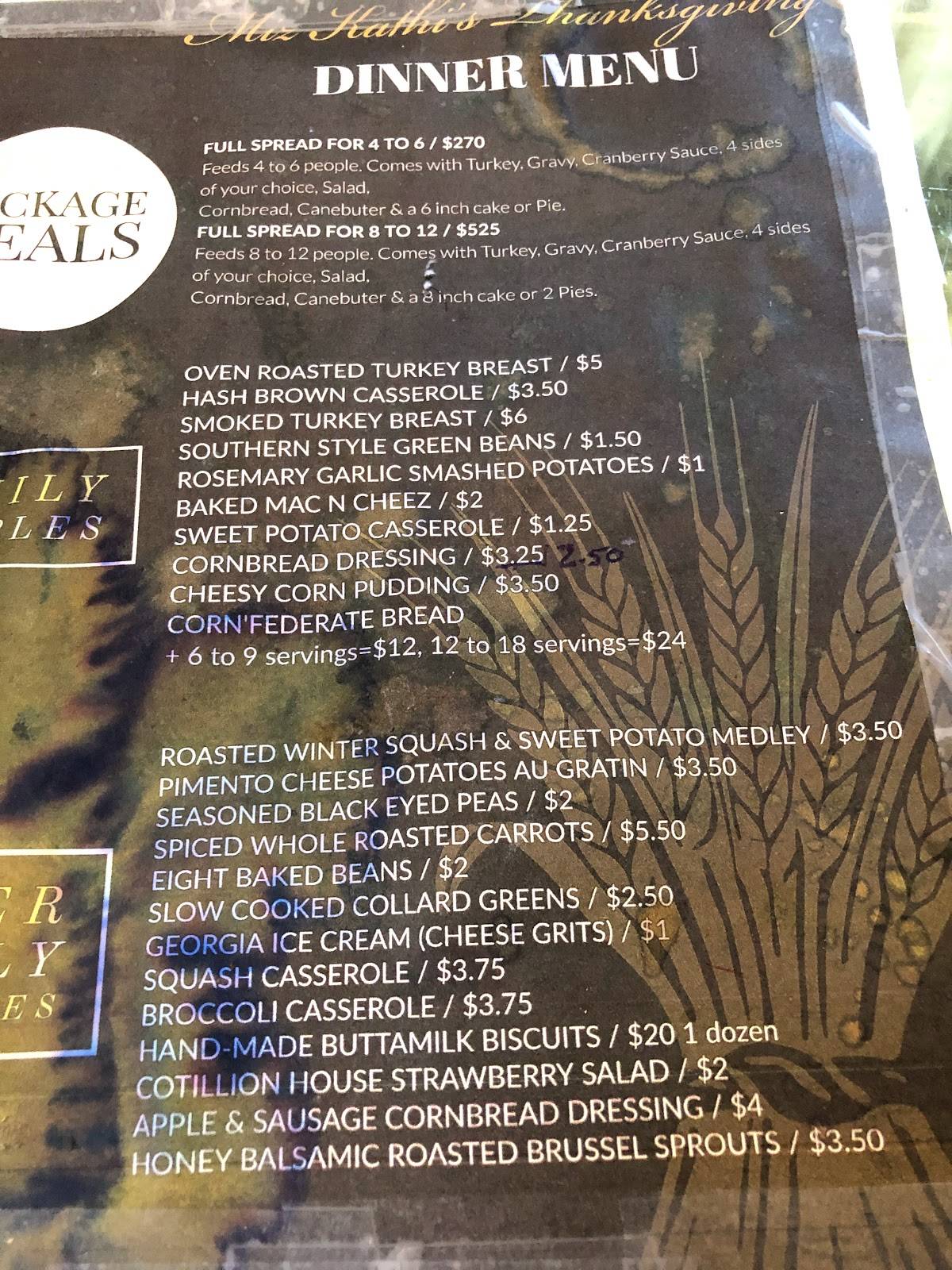 Menu at Miz Kathi’s Cotillion Southern Cafe, Wildwood