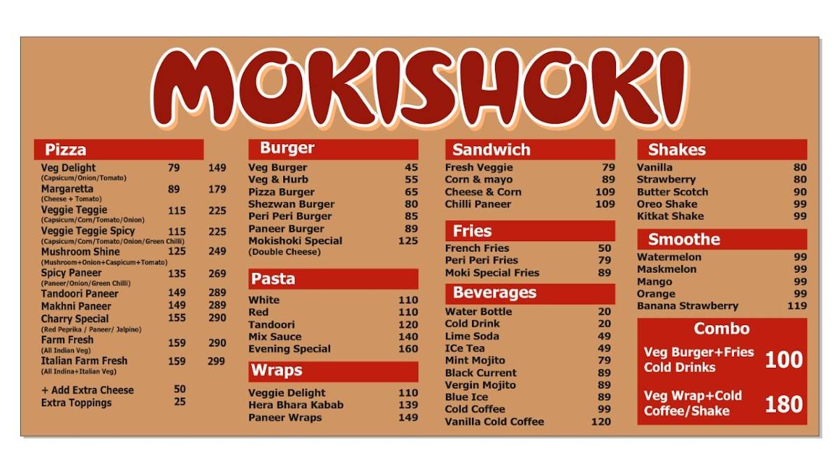 Menu at Mokishoki, Muradnagar