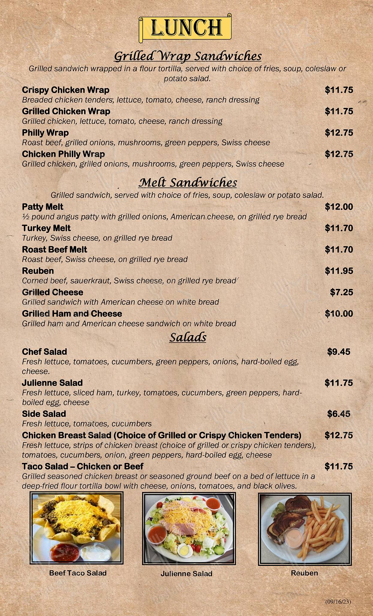 Menu at Monroe Family Restaurant, Monroe City