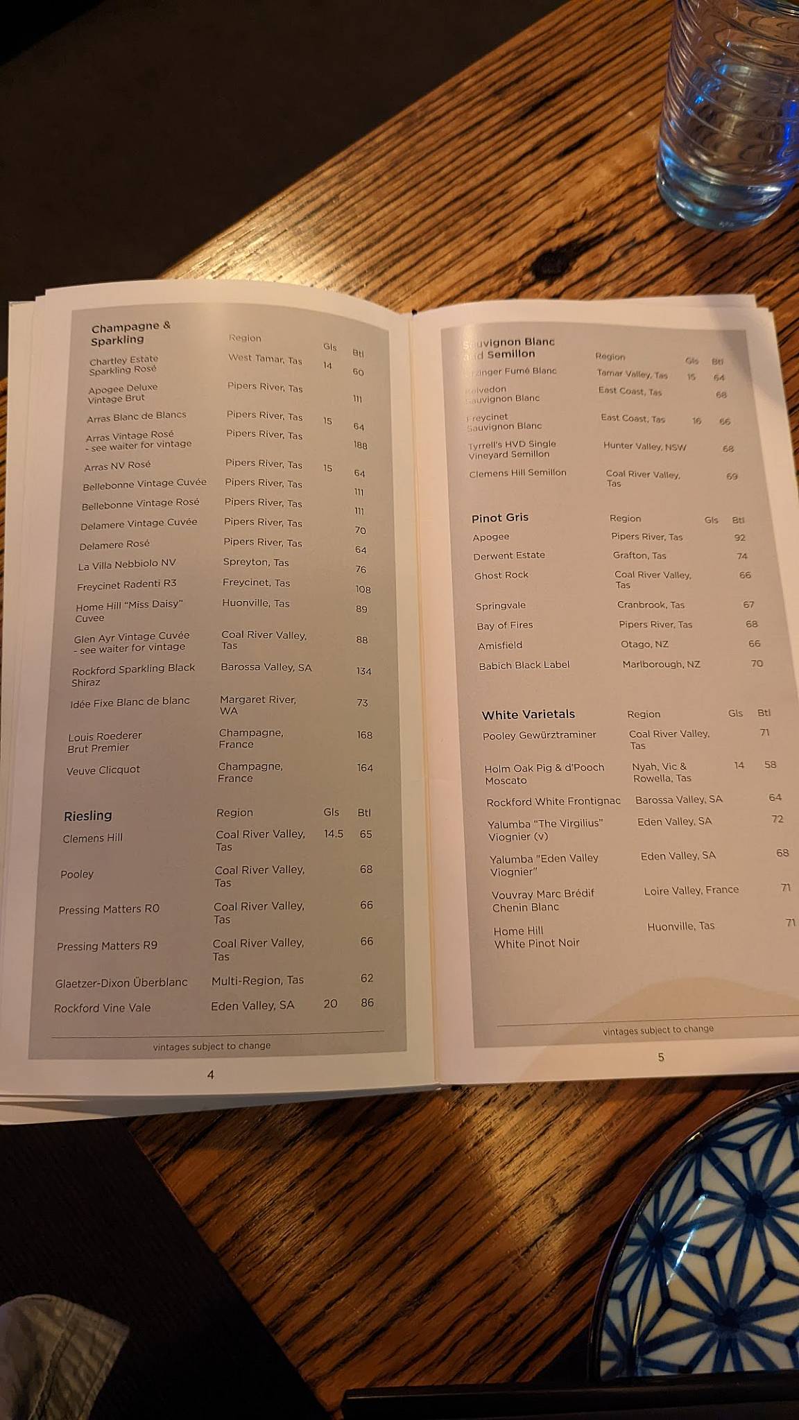 Menu at Mudbar Restaurant, Launceston