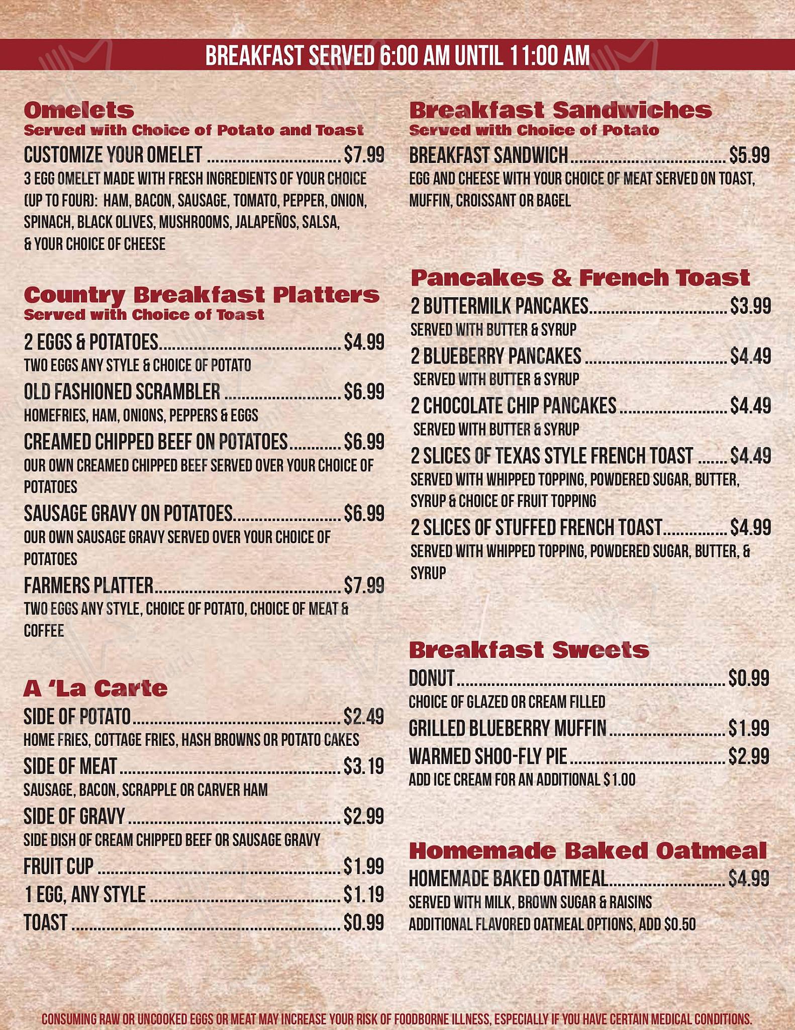 Menu at Dutch-Way Family Restaurant - Myerstown, Myerstown