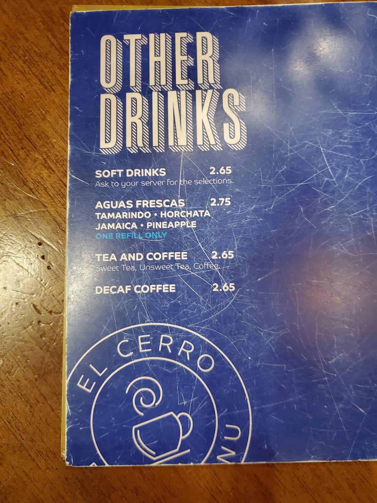 Menu at El Cerro Mexican Bar & Grill, Myrtle Beach, 29th Ave N