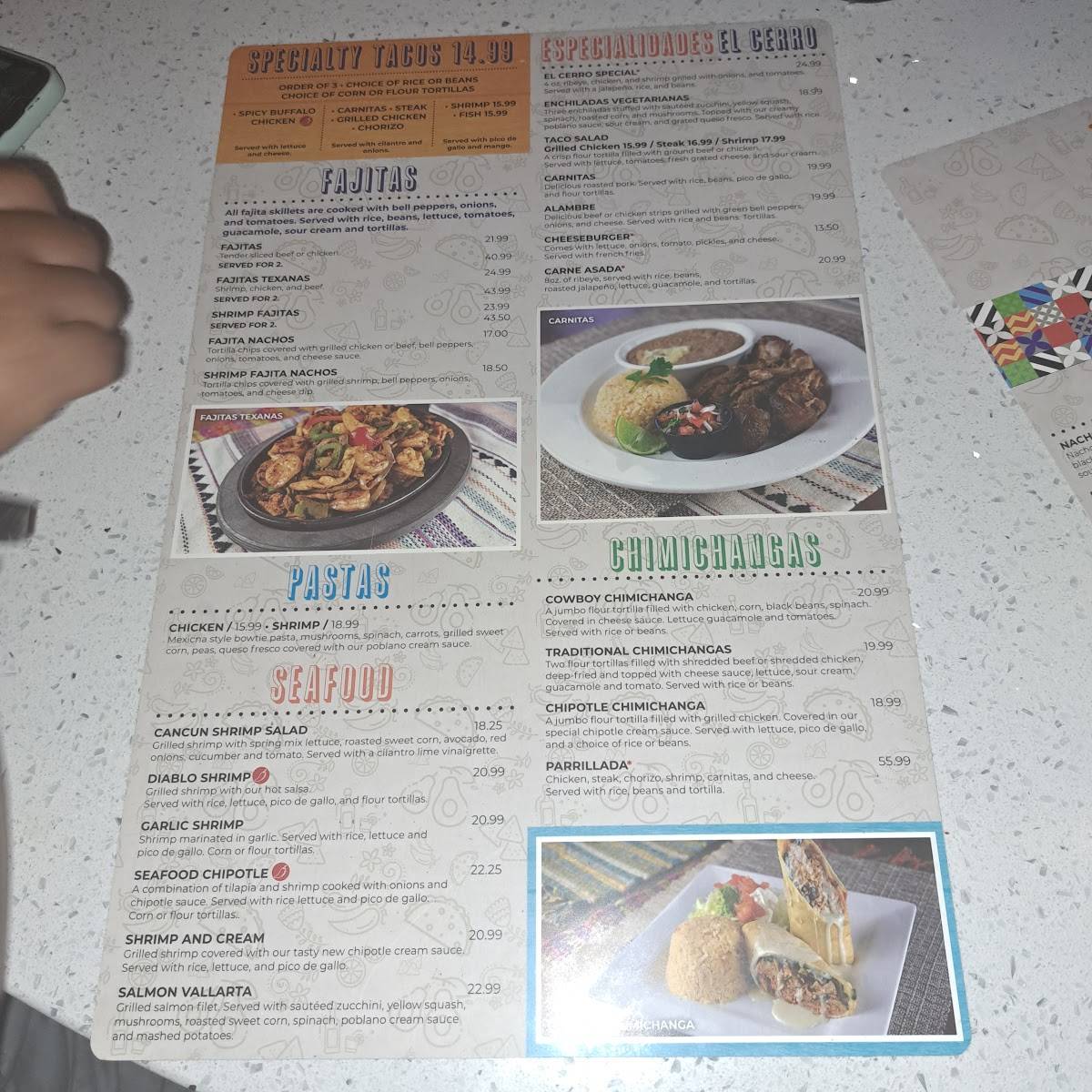 Menu at El Cerro Mexican Bar & Grill, Myrtle Beach, 29th Ave N