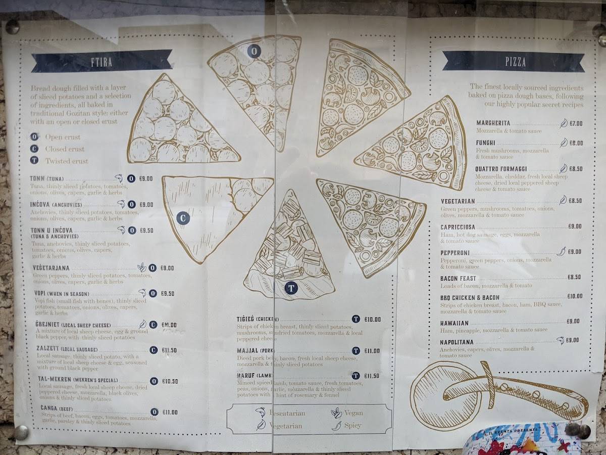 Menu at Mekren's Bakery, Nadur