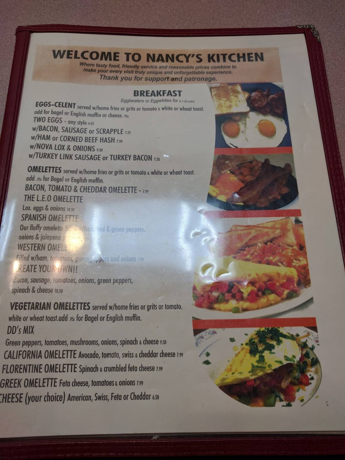 Menu at Nancy's Kitchen restaurant, Leisure World