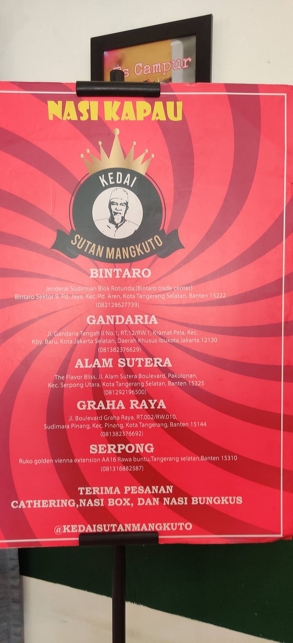 Menu at Nasi kapau kedai sutan mangkuto gandaria restaurant, South Jakarta
