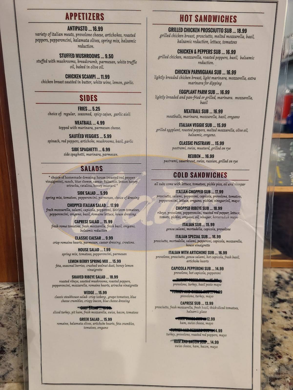 Menu at Nate's Italian Kitchen restaurant, Tucson