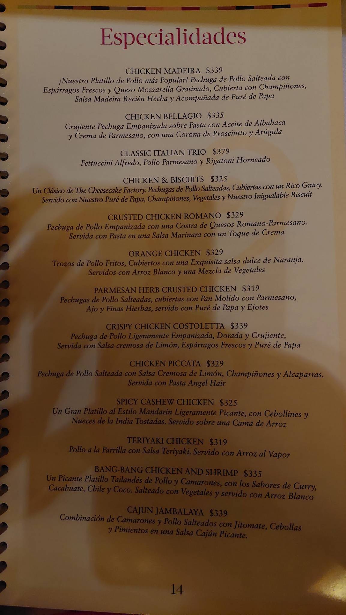 Carta del restaurante The Cheesecake Factory Plaza Satélite, Naucalpan ...