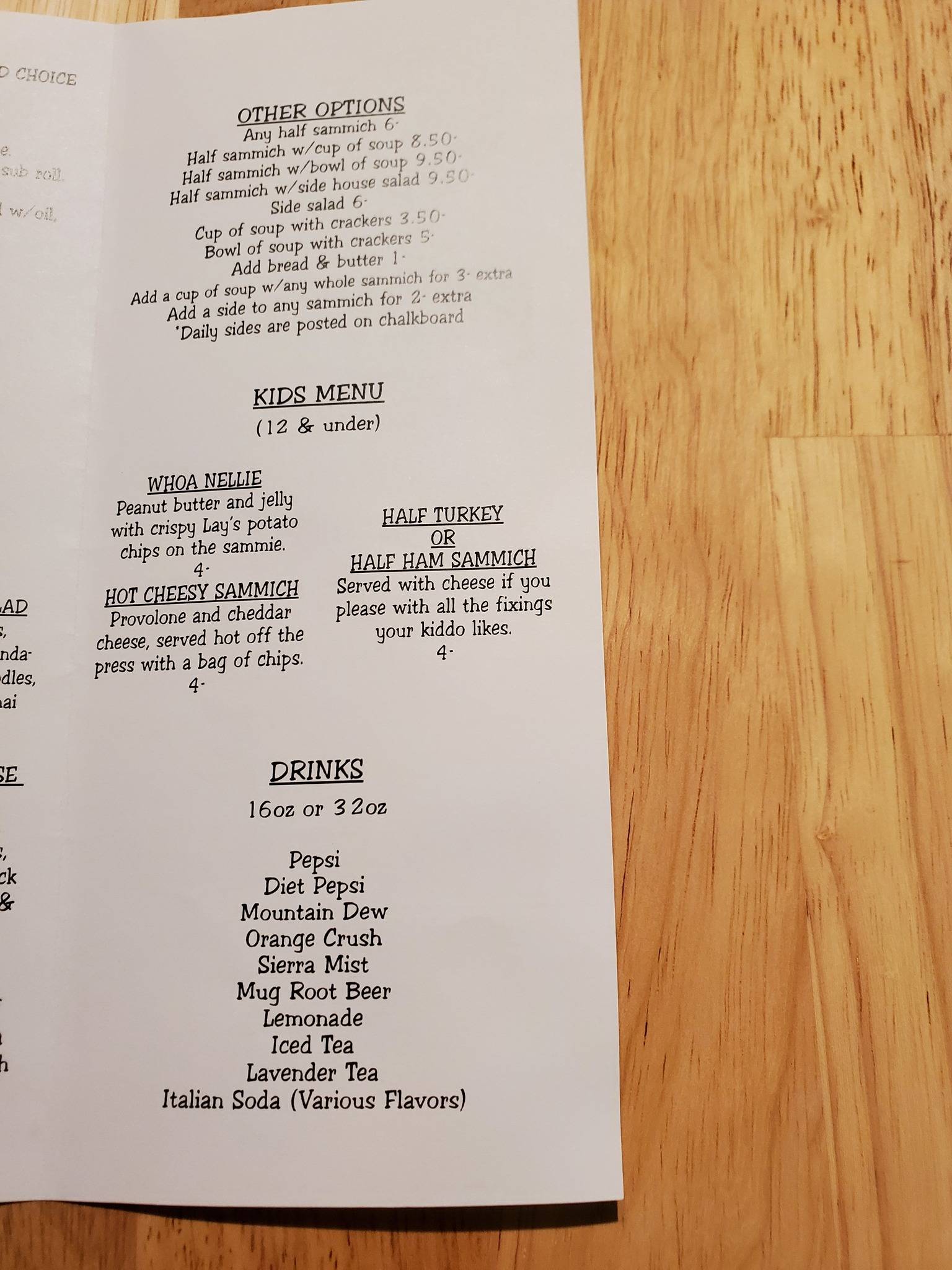 Menu at Nellie’s Deli & Tap House restaurant, Sutherlin