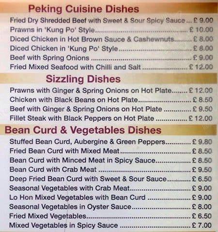 Menu at New Loon Fung Restaurant, London, 1/F-4/F