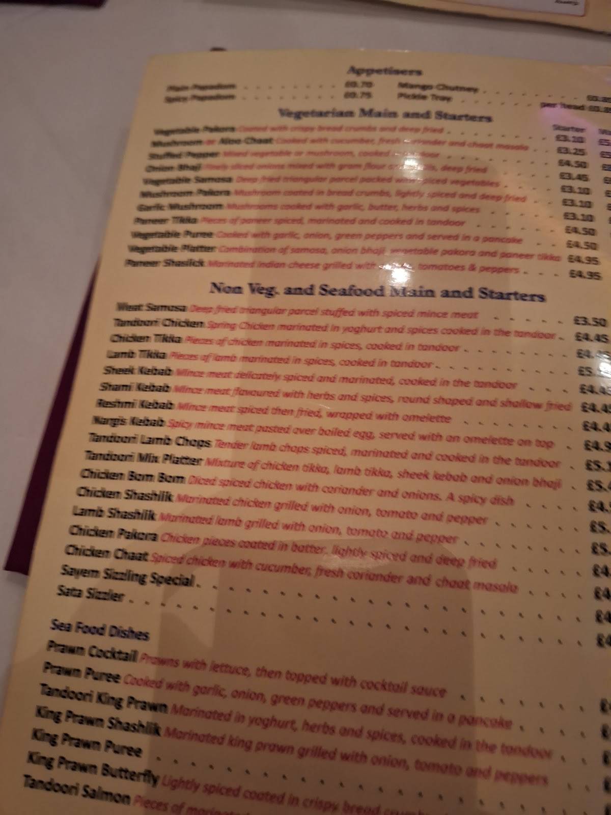 Menu at New Swad restaurant, Swadlincote