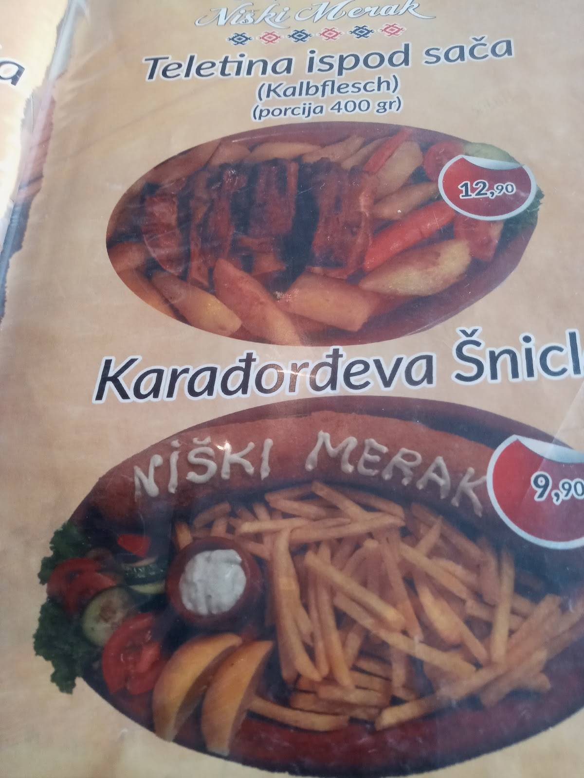 Speisekarte von Niški Merak Restaurant, Wien