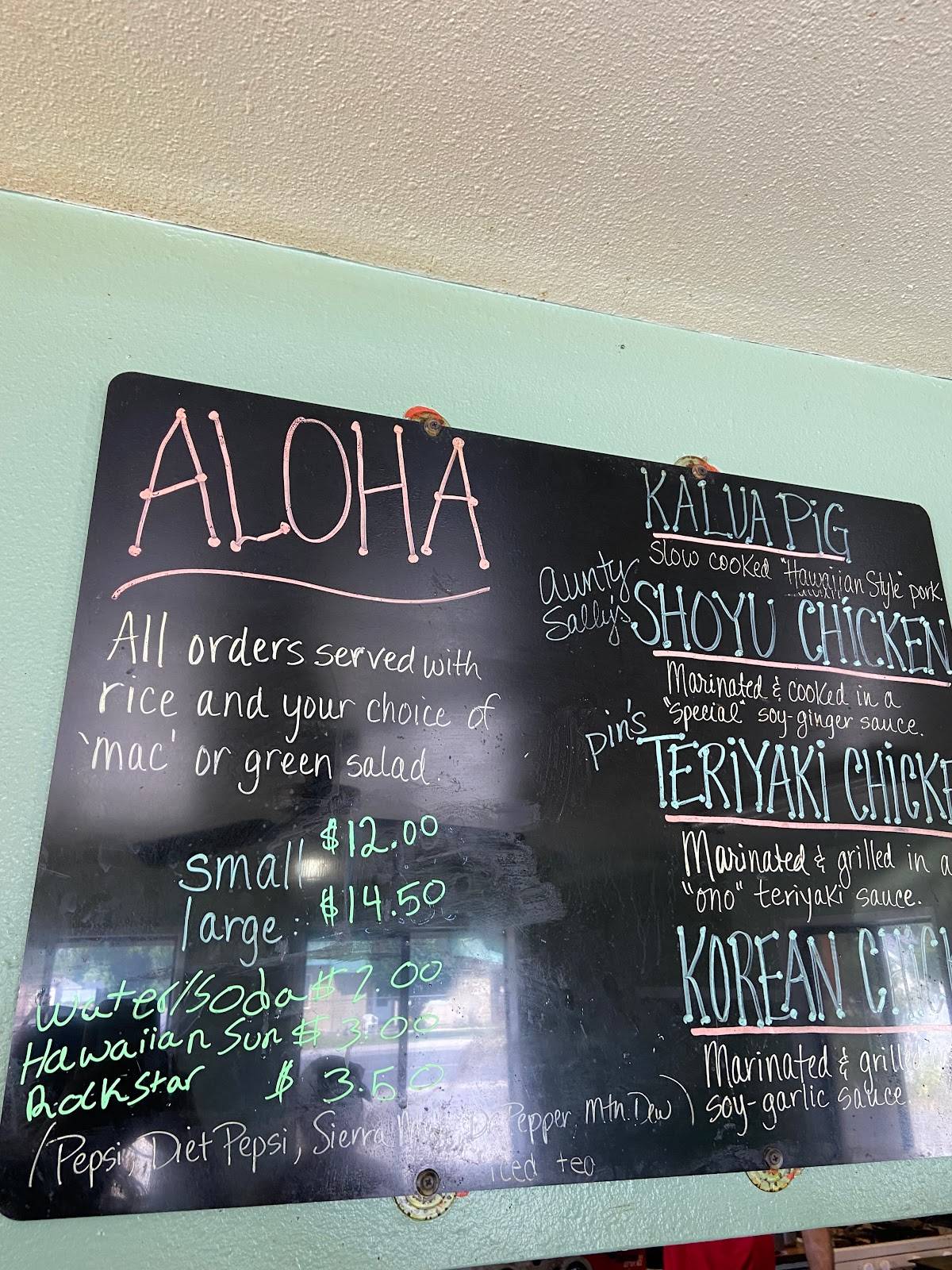 Menu at North Shore Hawaiian Kitchen restaurant, Klamath Falls