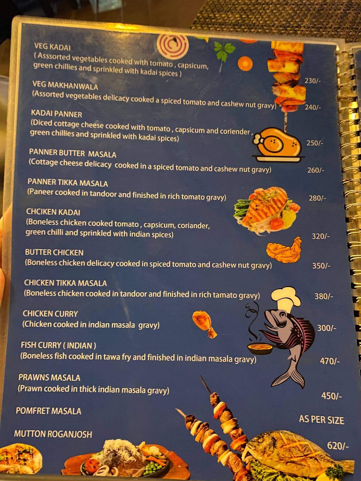 Menu at Oceana Restaurant, Calangute