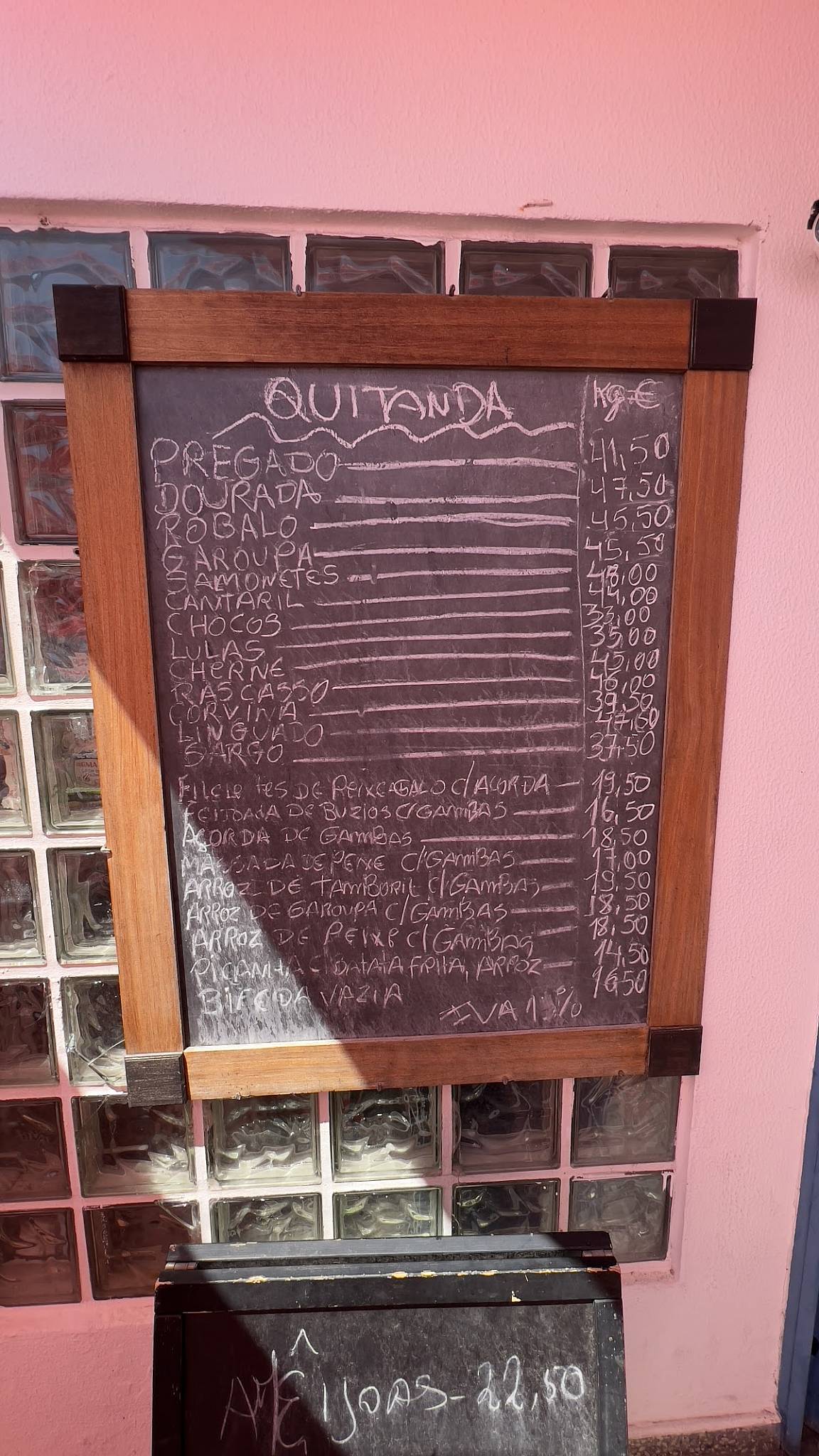Menu em Quitanda restaurante, Paço de Arcos