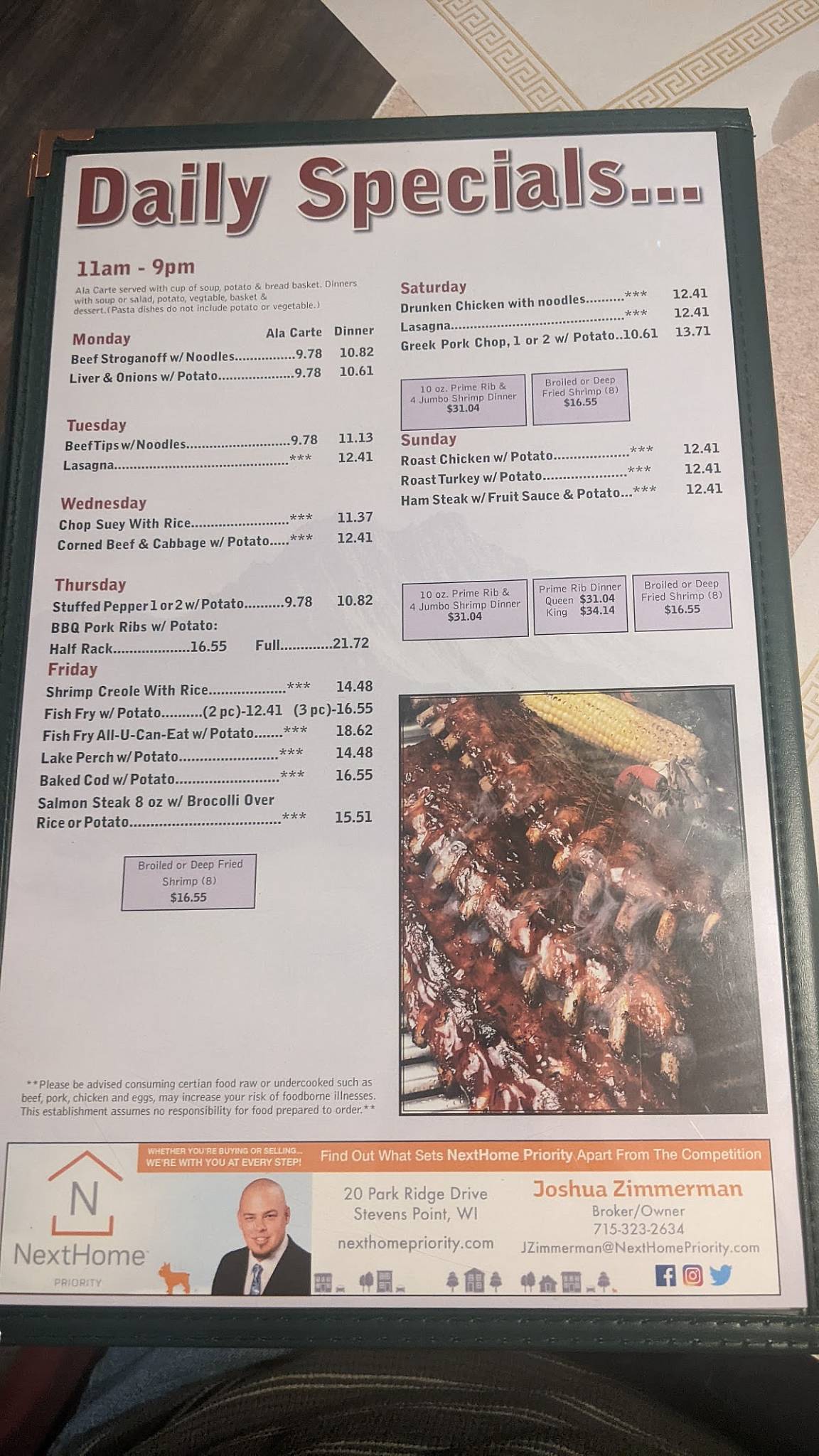 Menu at Olympia Family Restaurant, Stevens Point, 200 Division St A