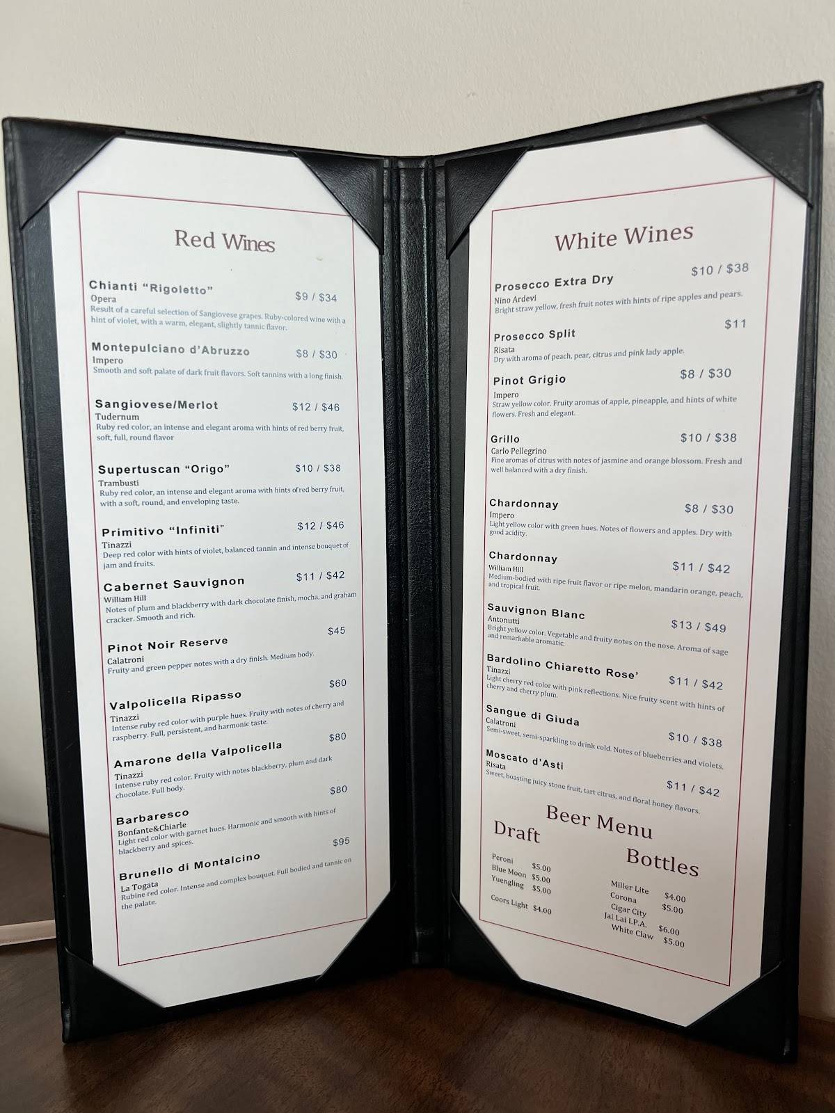 Menu at Osteria Bricco pizzeria, Seminole