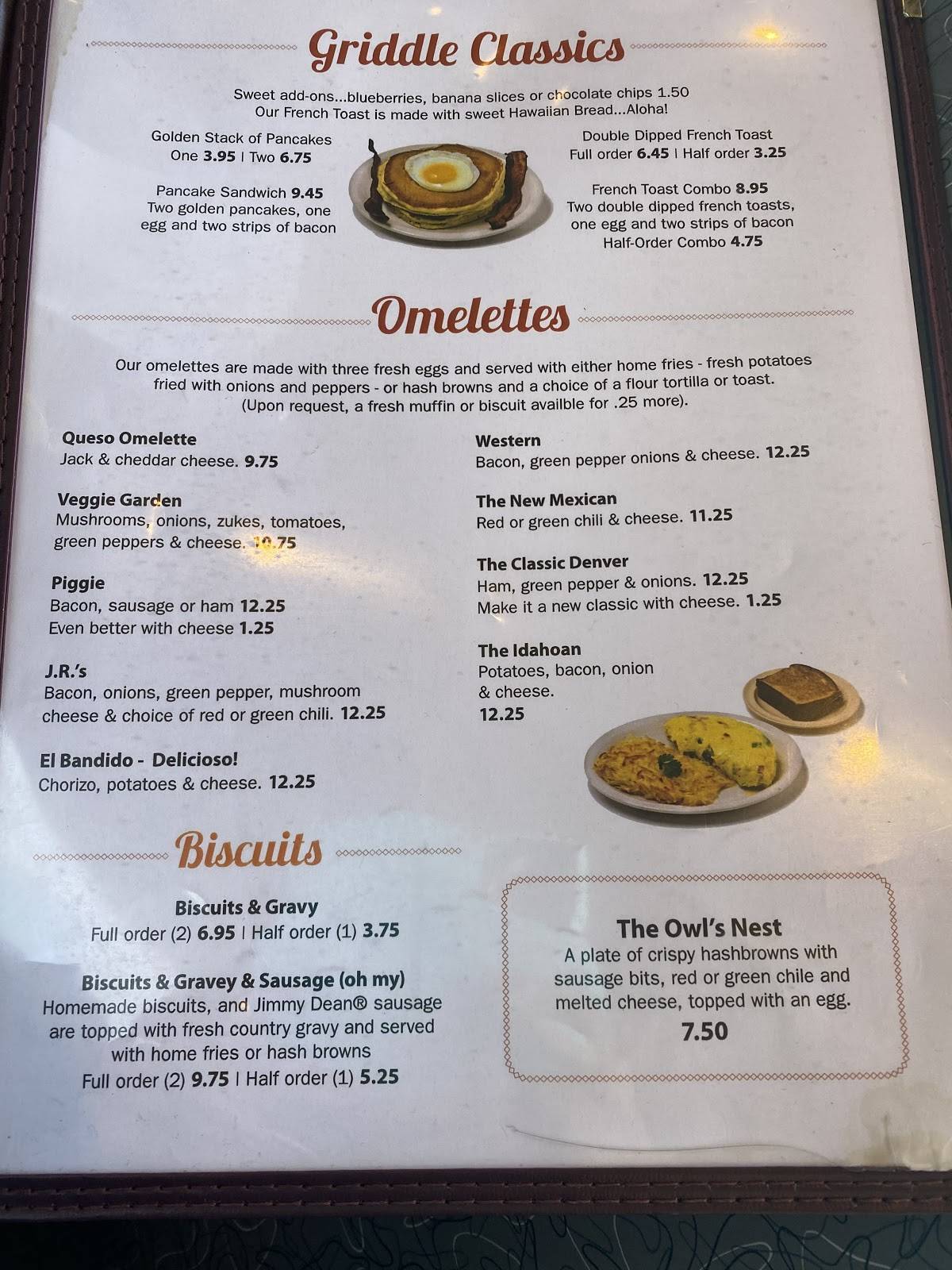 Menu at Owl Cafe, Albuquerque, 800 Eubank Blvd NE