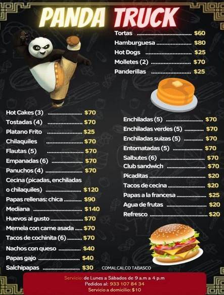 Carta del restaurante PANDA TRUCK - comida urbana en Comalcalco ...