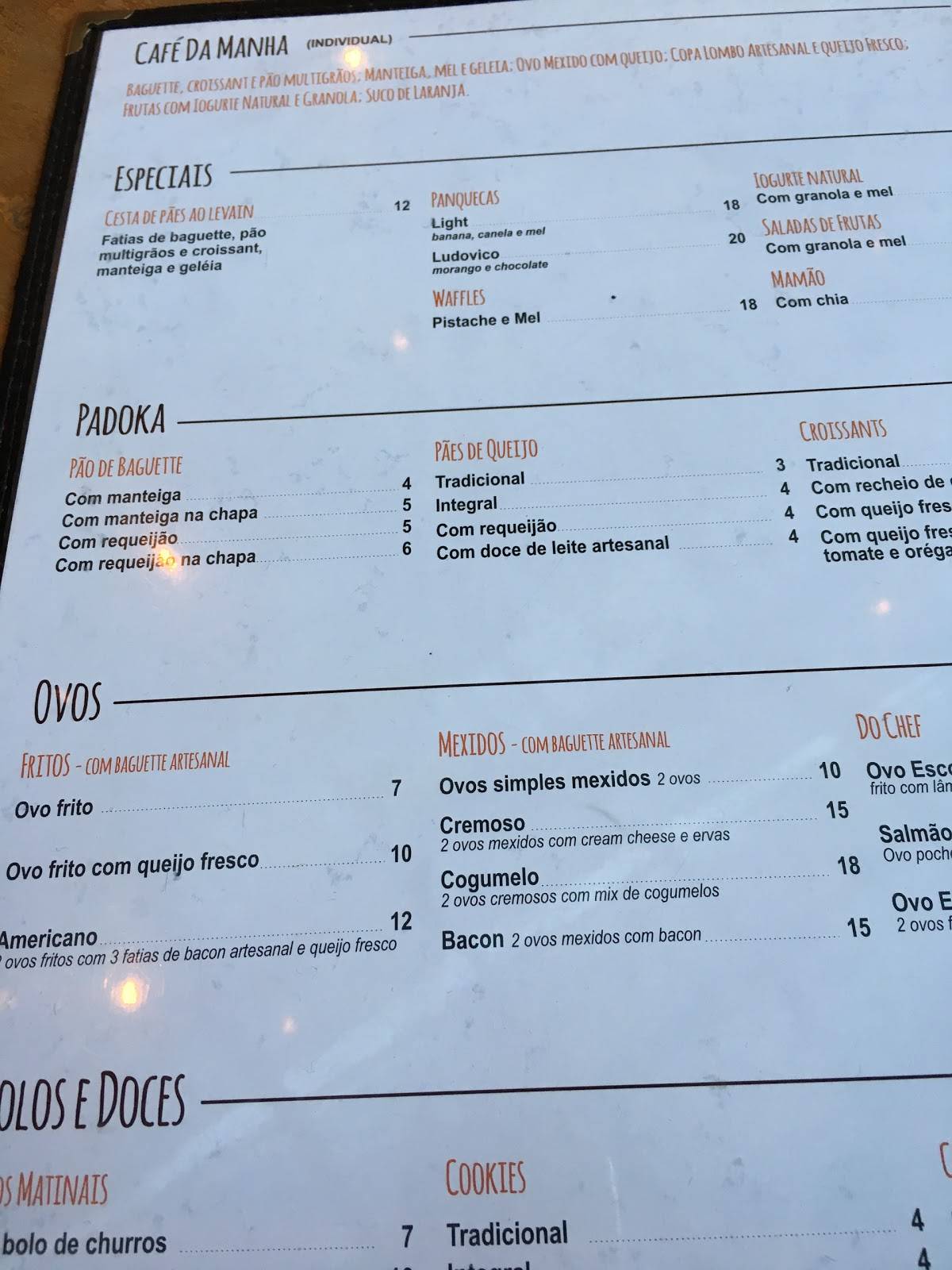 Menu em Brique - Brooklin café, São Paulo