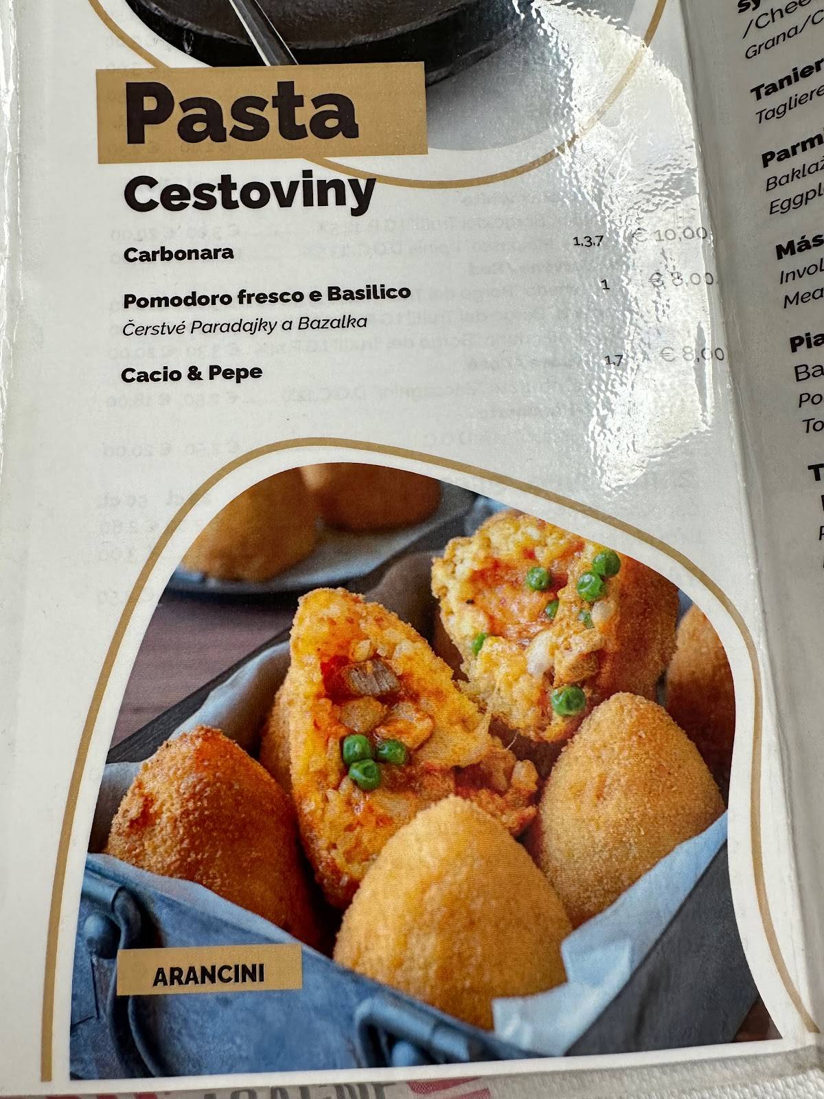 Speisekarte von Panzerotto restaurant, Bratislava