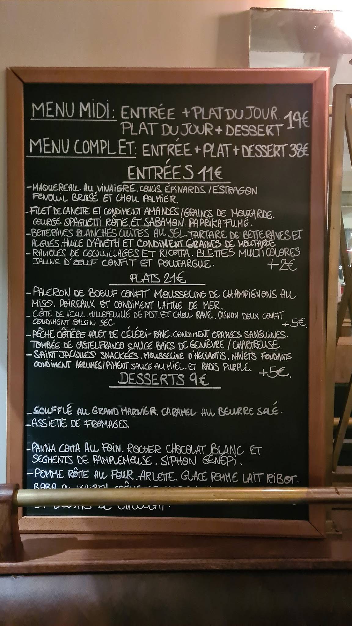 Menu at Le Pantruche restaurant, Paris, 3 Rue Victor Massé