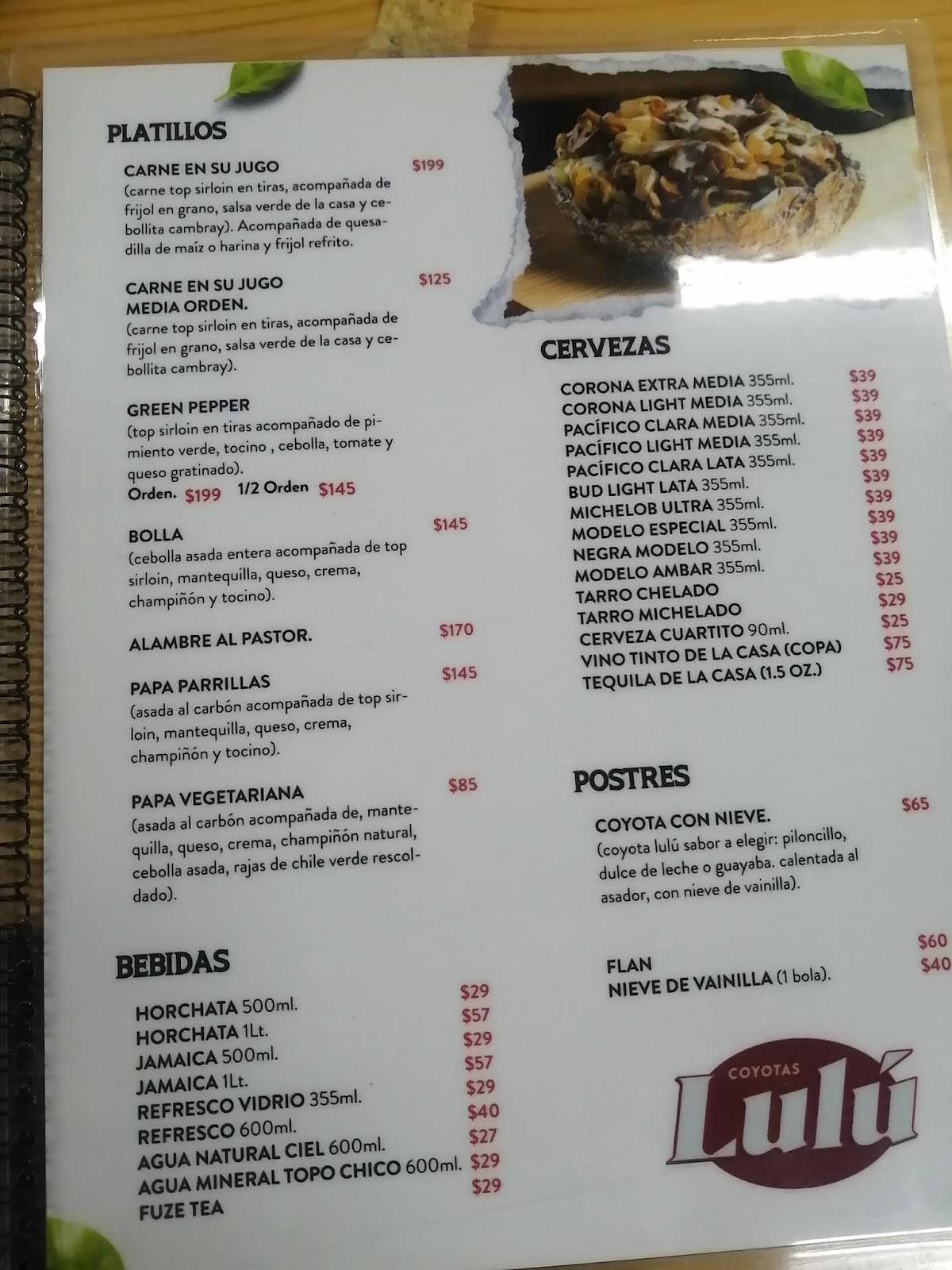 Carta de Parrillas Taco & Grill, Ciudad Obregón