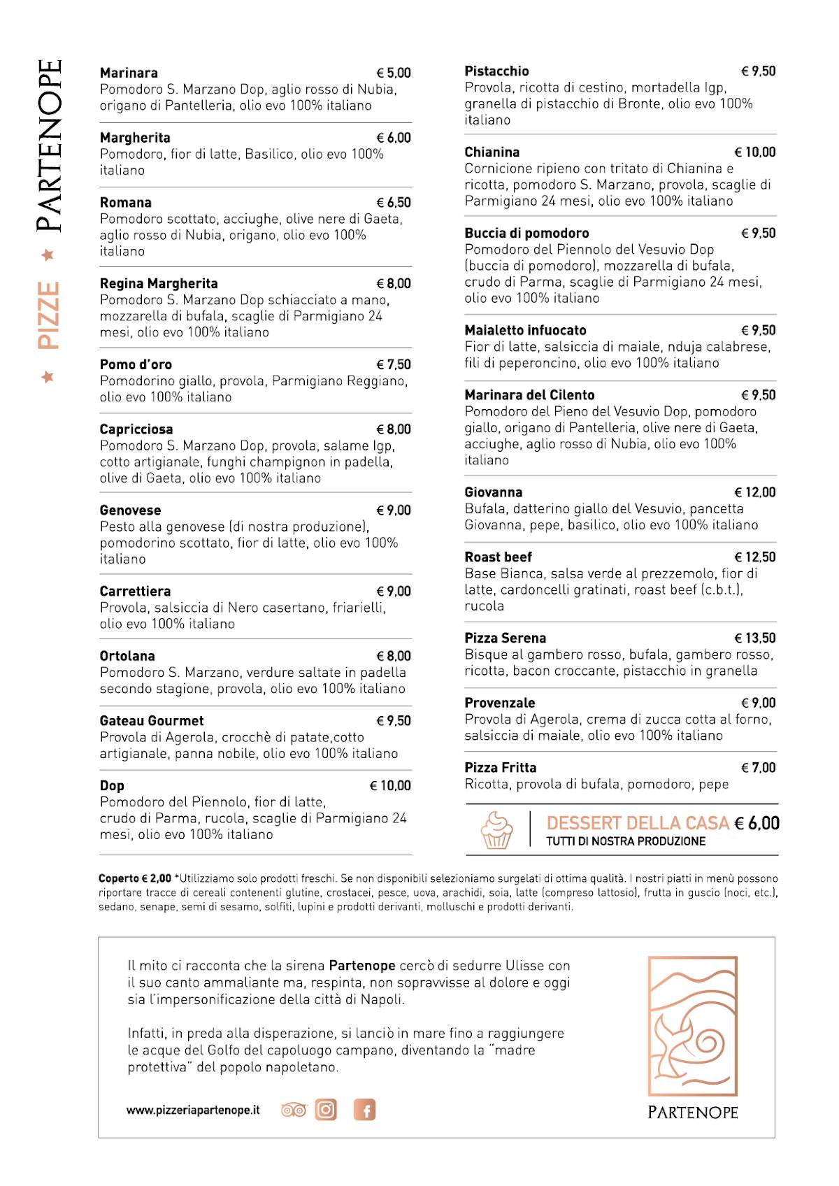 Menu da Partenope ristorante, Polignano A Mare
