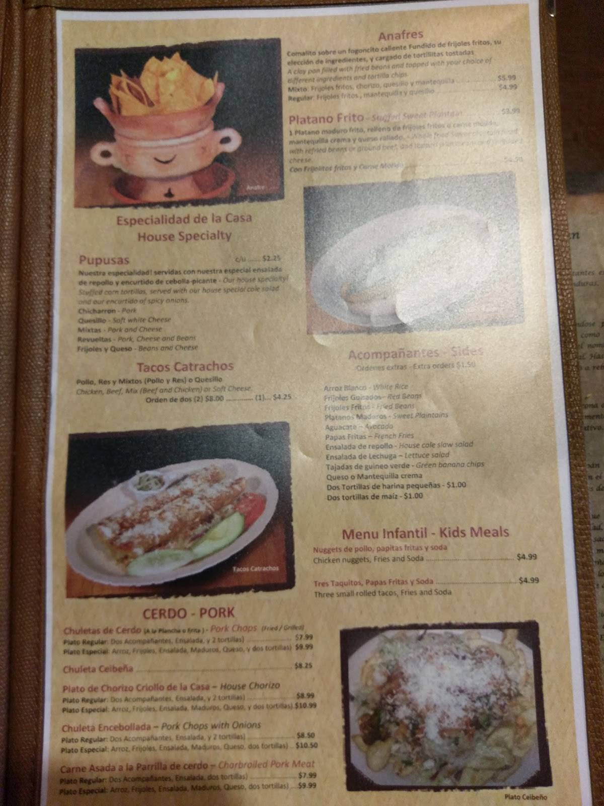 Menu at Paseo Catracho restaurant, Houston
