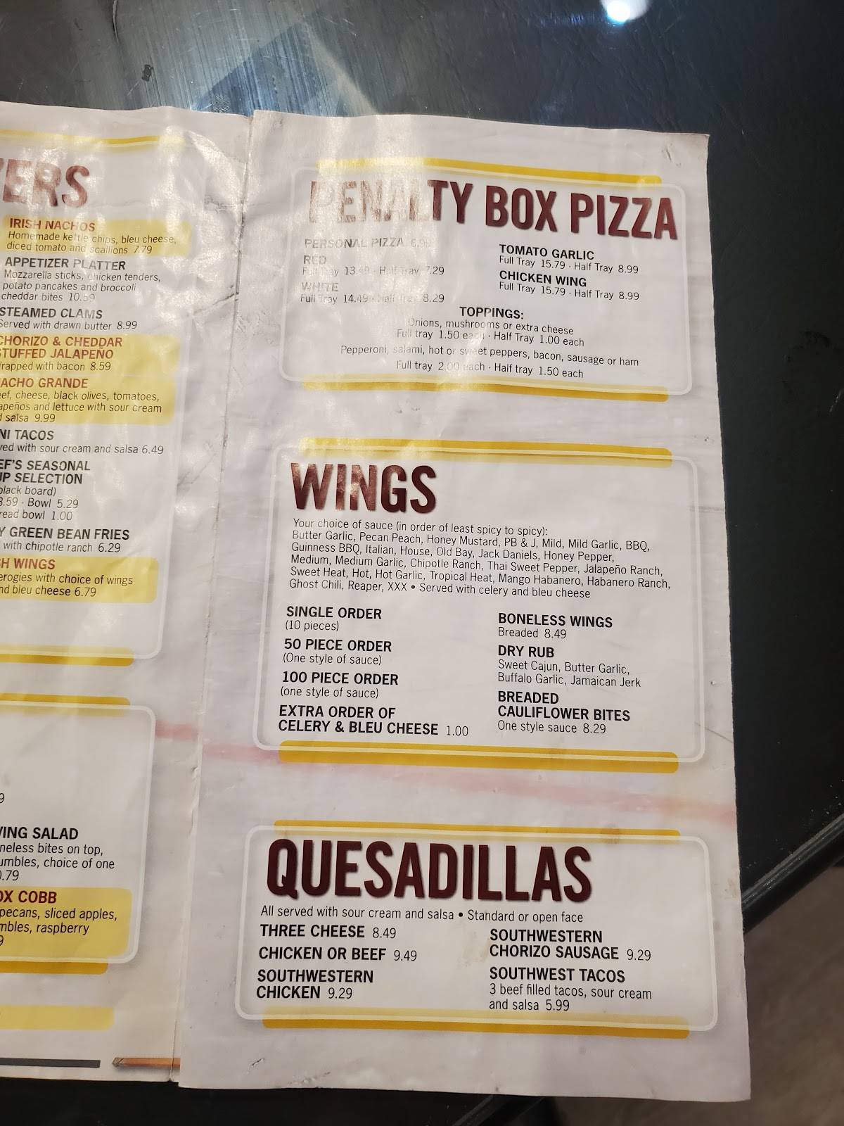 Menu at Penalty Box pub & bar, Scranton