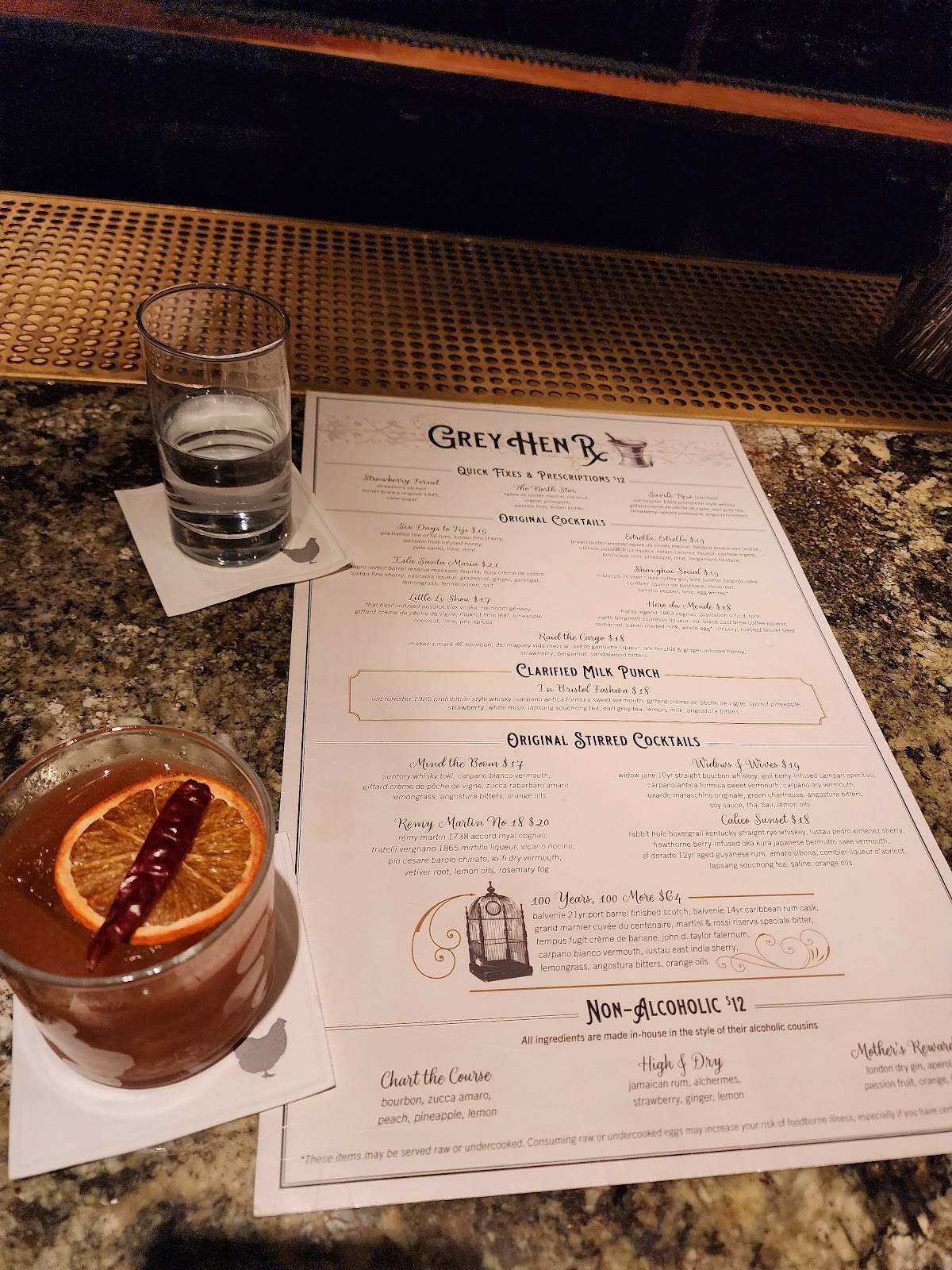 Menu at The Grey Hen Rx at Century Grand pub & bar, Phoenix