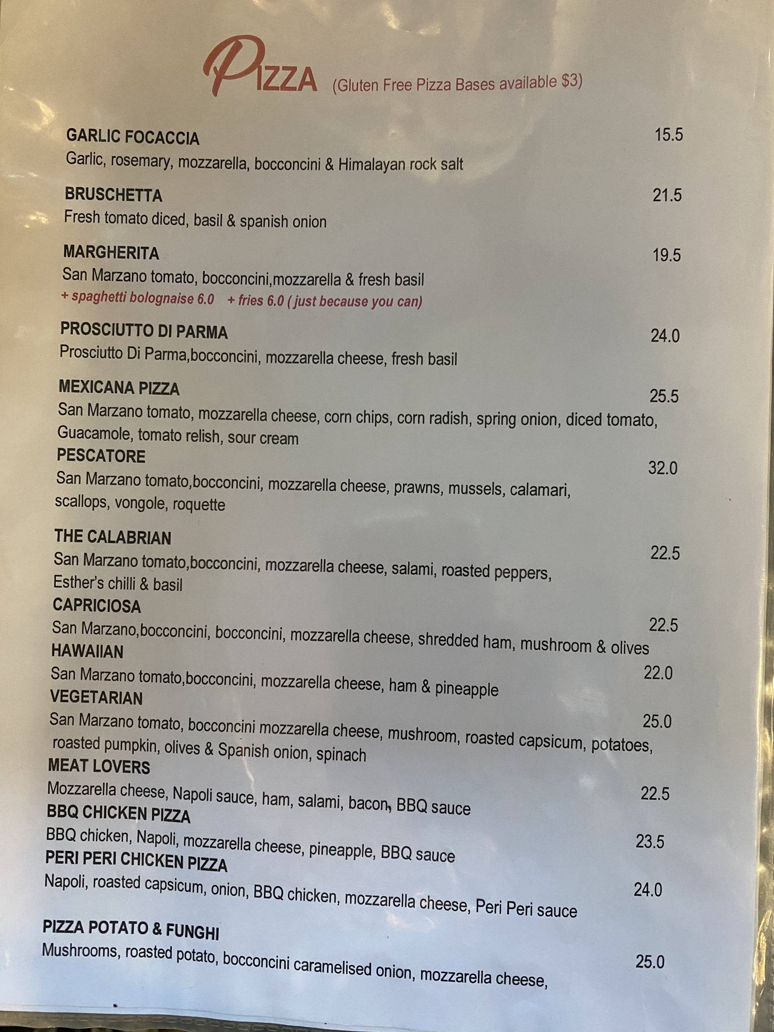 Menu at Phoenix and Co restaurant, Plenty