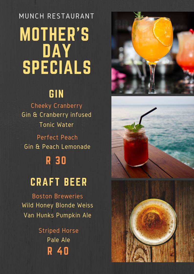Menu at Munch Restaurant, Piet Retief