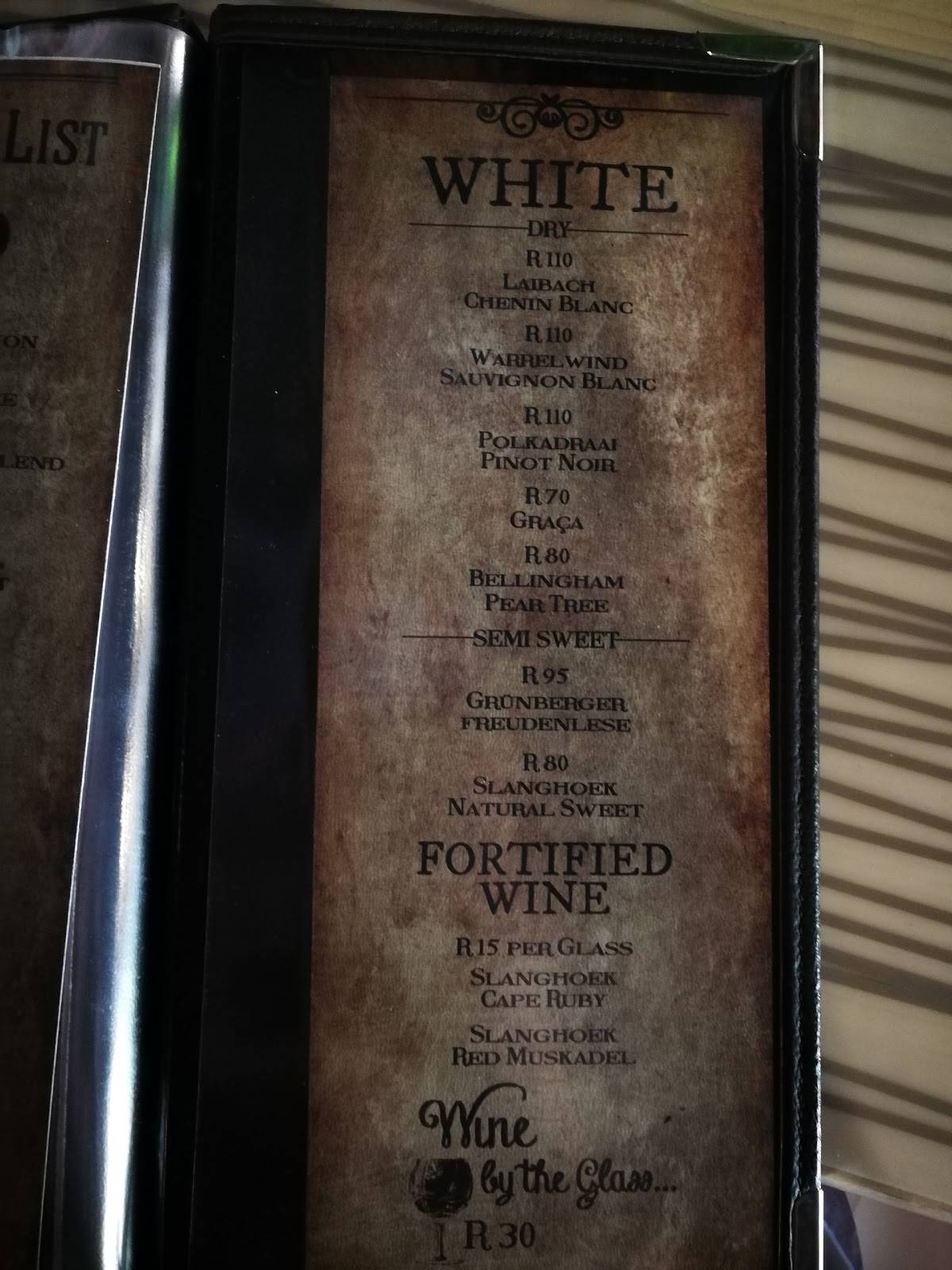 Menu at Munch Restaurant, Piet Retief