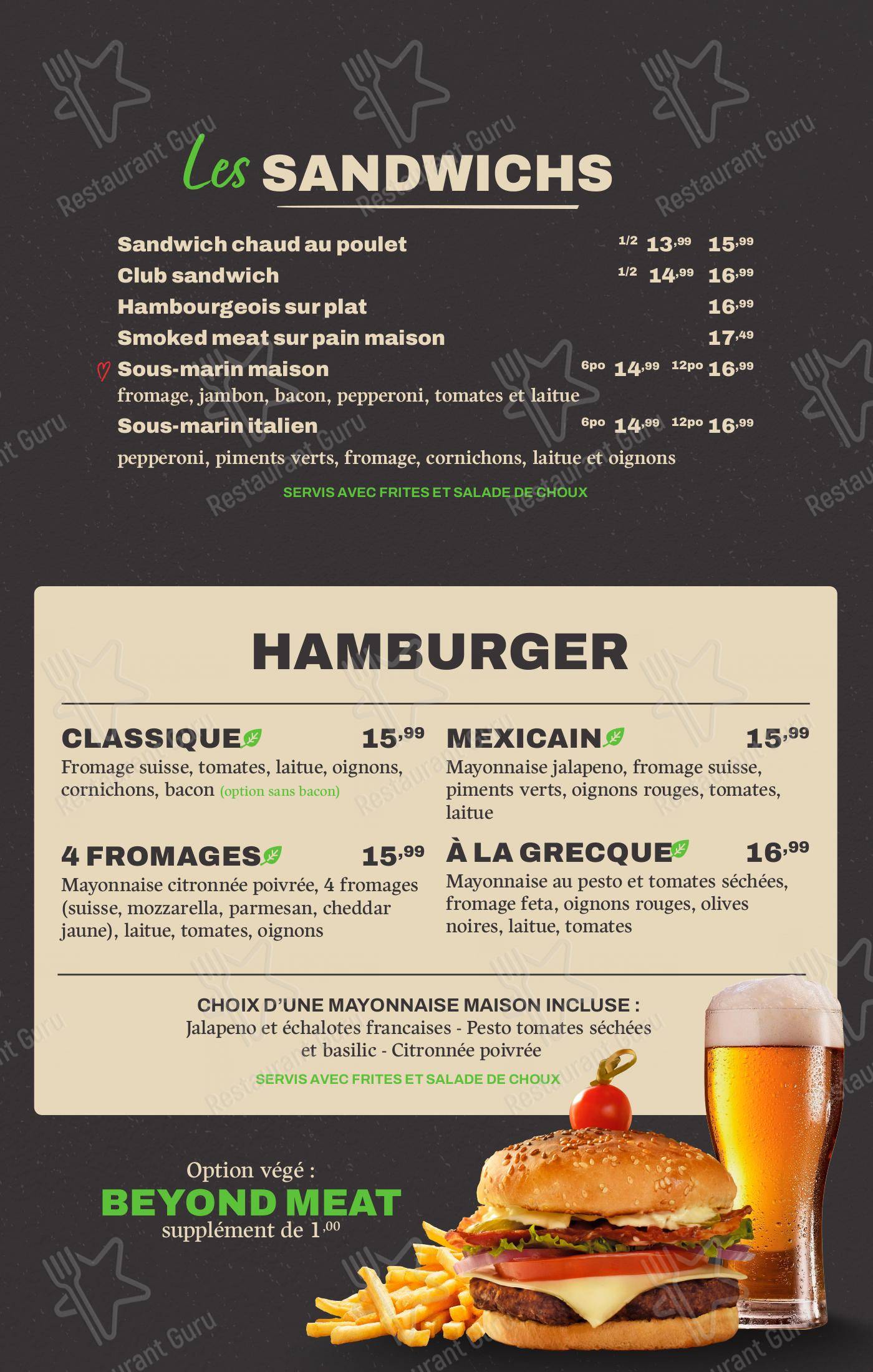 Menu au Pizzeria Du Boulevard, Thetford Mines
