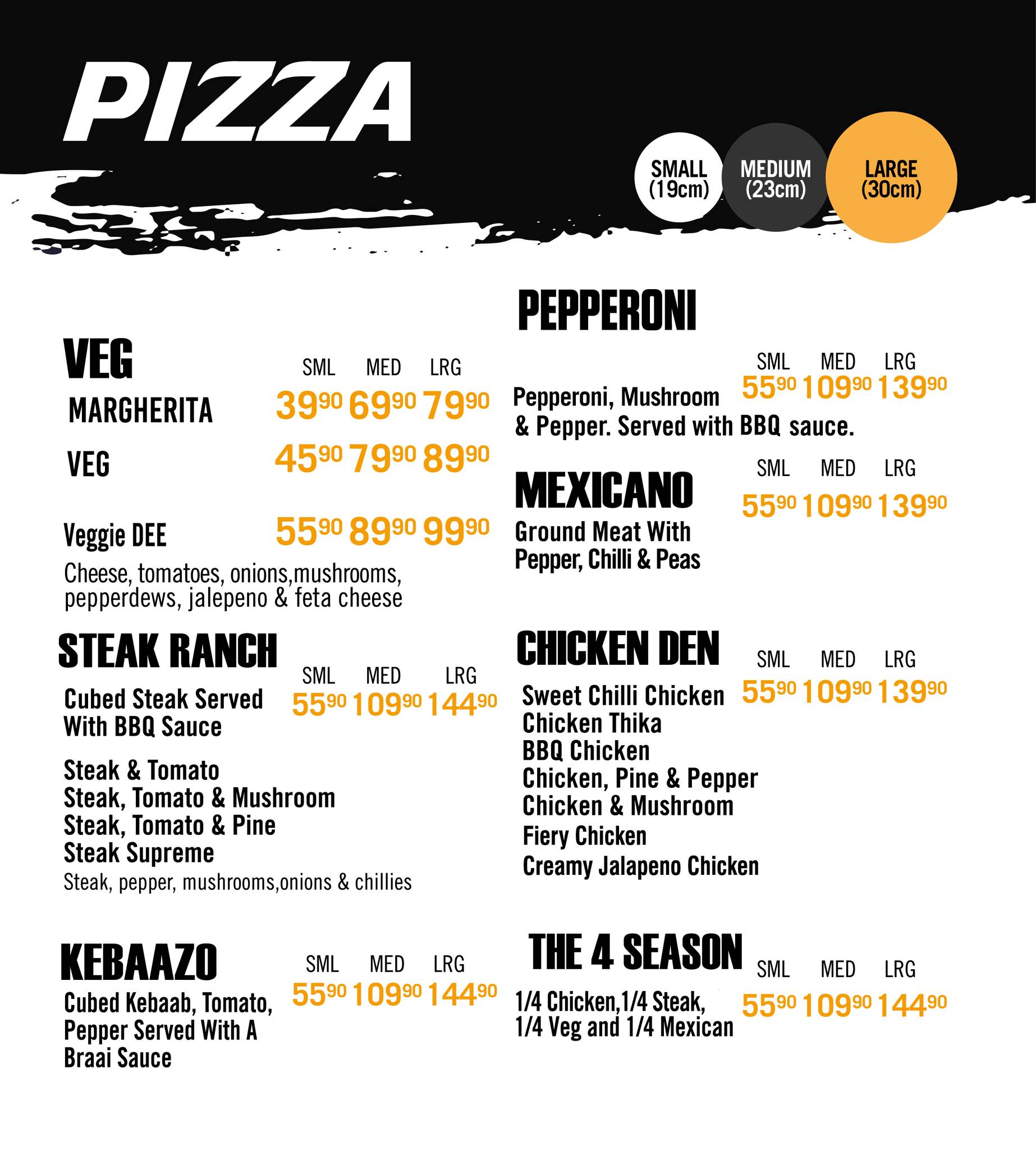 Menu at Jmos Musgrave restaurant, Berea, Durban