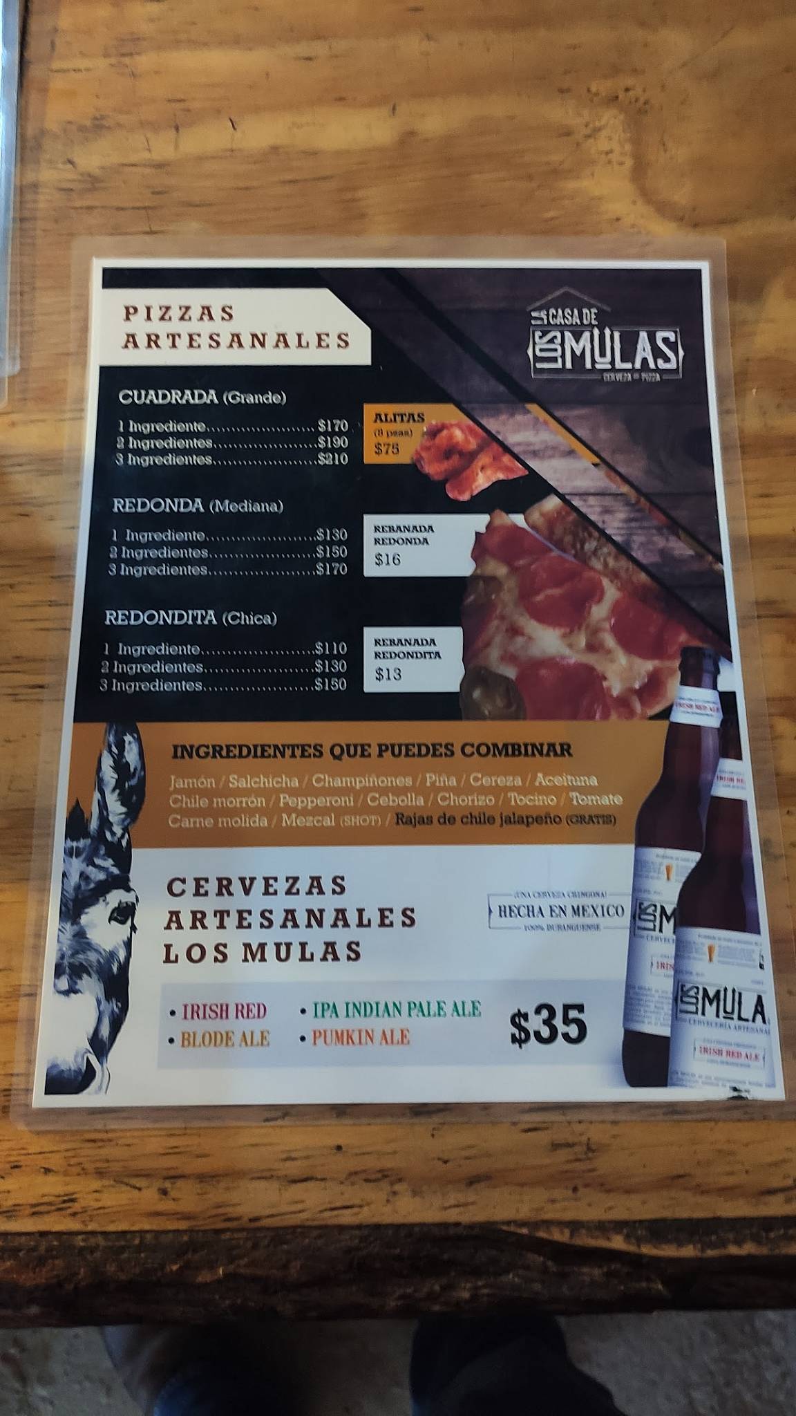 Carta de pizzería LA CASA DE LOS MULAS // Cerveza Artesanal & Pizza ...
