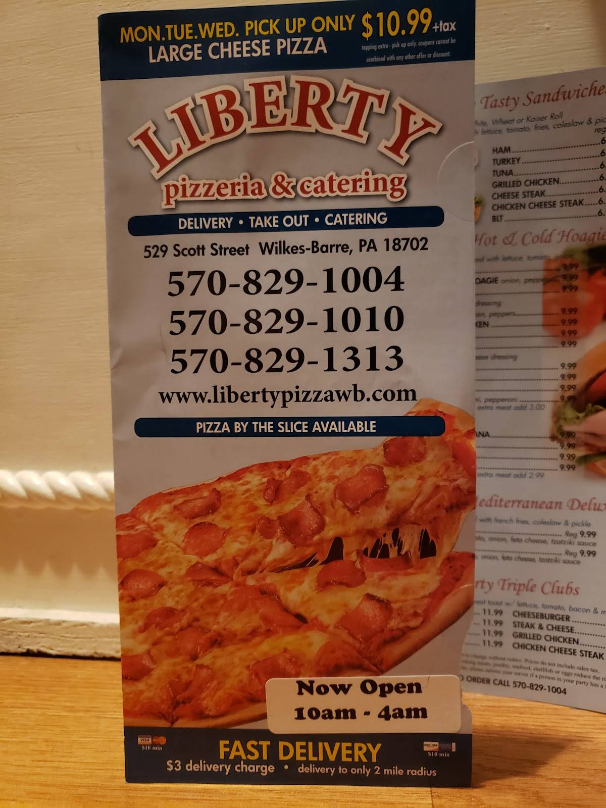 Menu at Liberty Pizza pizzeria, Wilkes-Barre