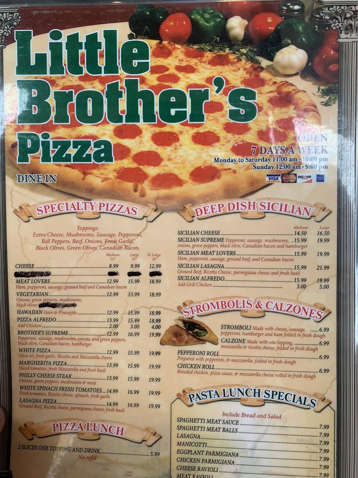 Menu at Little Brothers Pizza pizzeria, Burleson