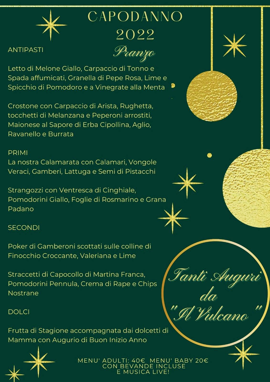 Menu da Ristorante Pizzeria "Il Vulcano", San Vito dei Normanni