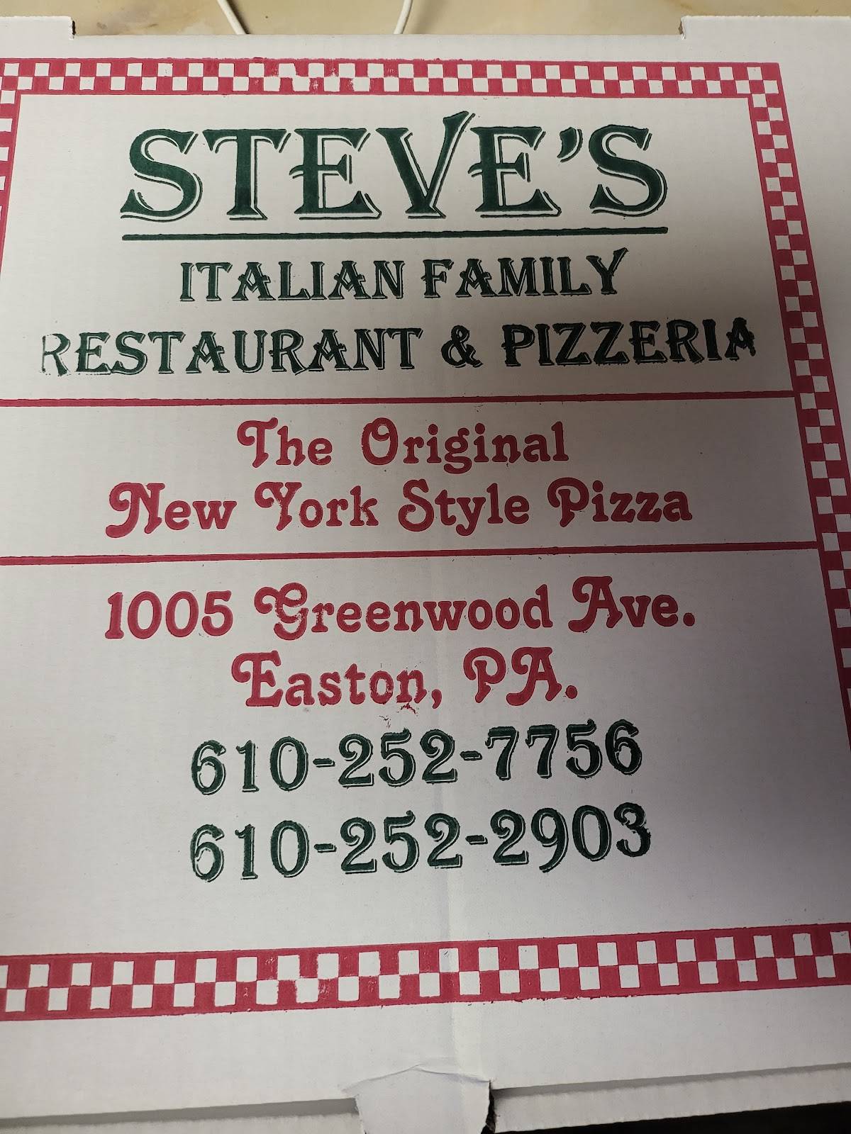 Menu at Steve's Pizzeria, Easton, S Greenwood Ave