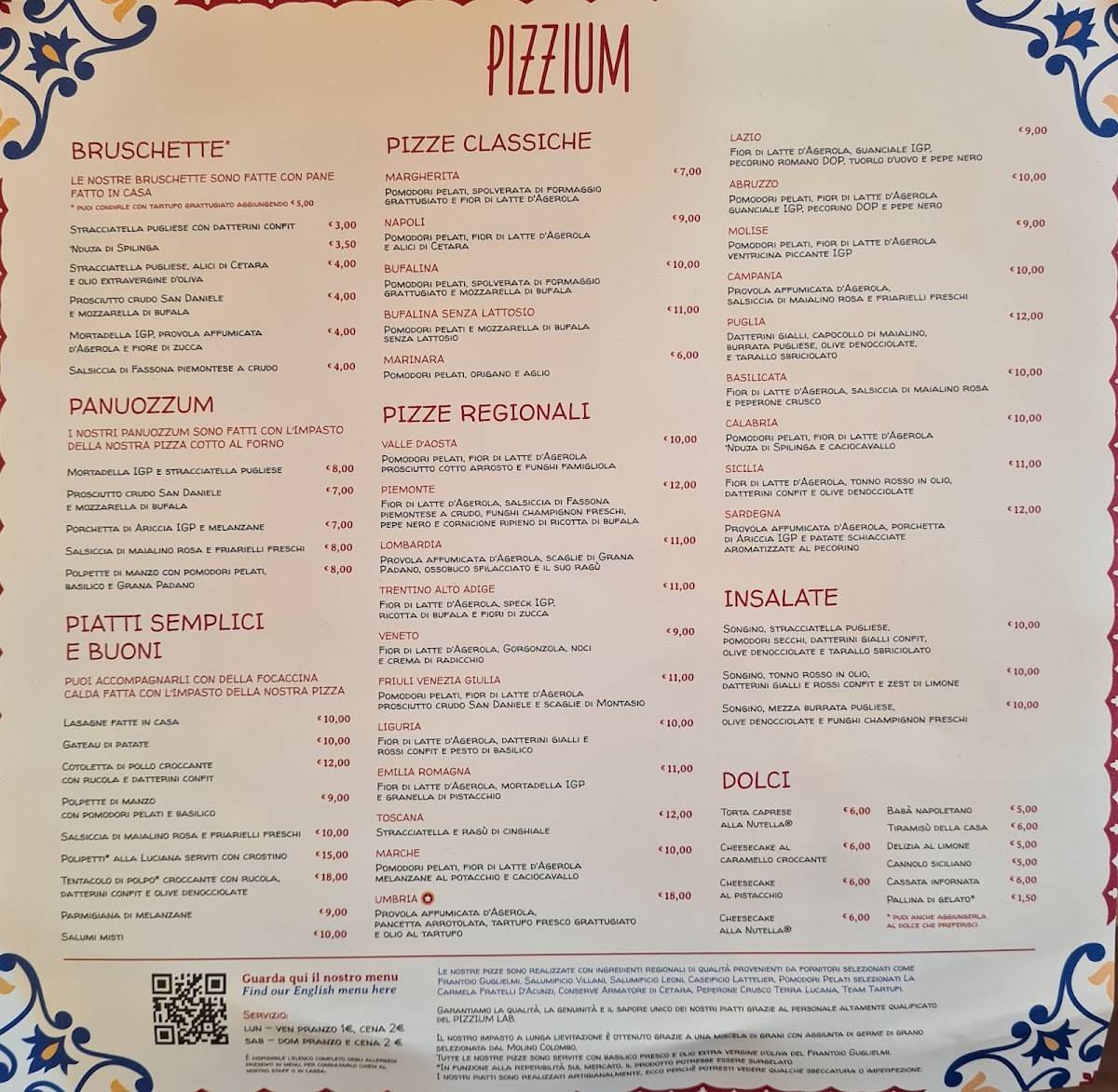 Menu at Pizzium - Genova Corso Sardegna restaurant, Genoa