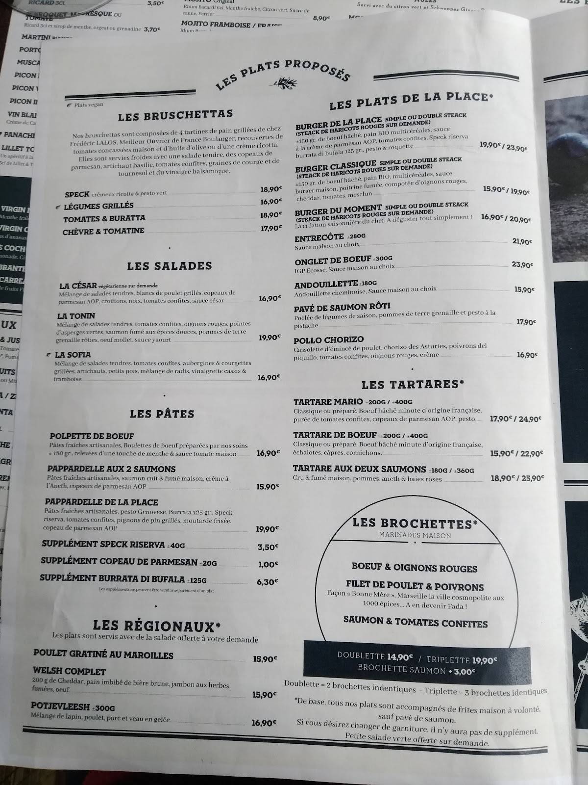 Menu au Place Des Oliviers restaurant, Hénin-Beaumont