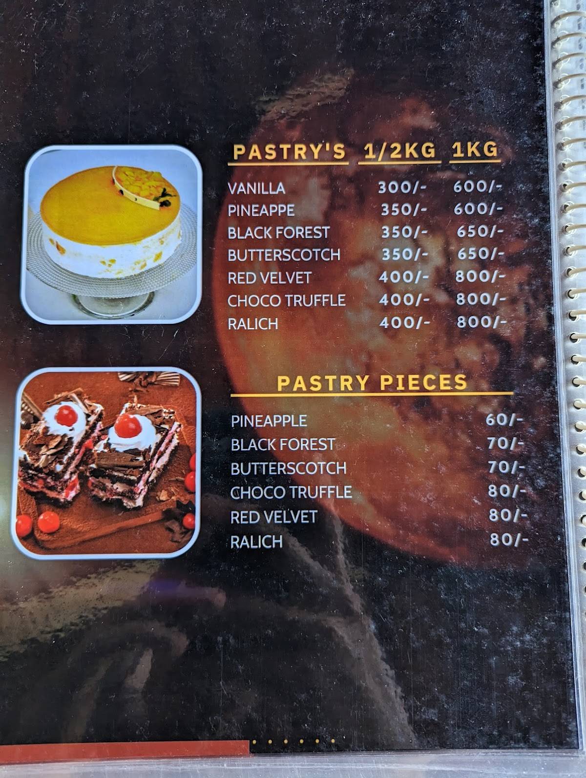 Menu at Planet Mars, Mysuru