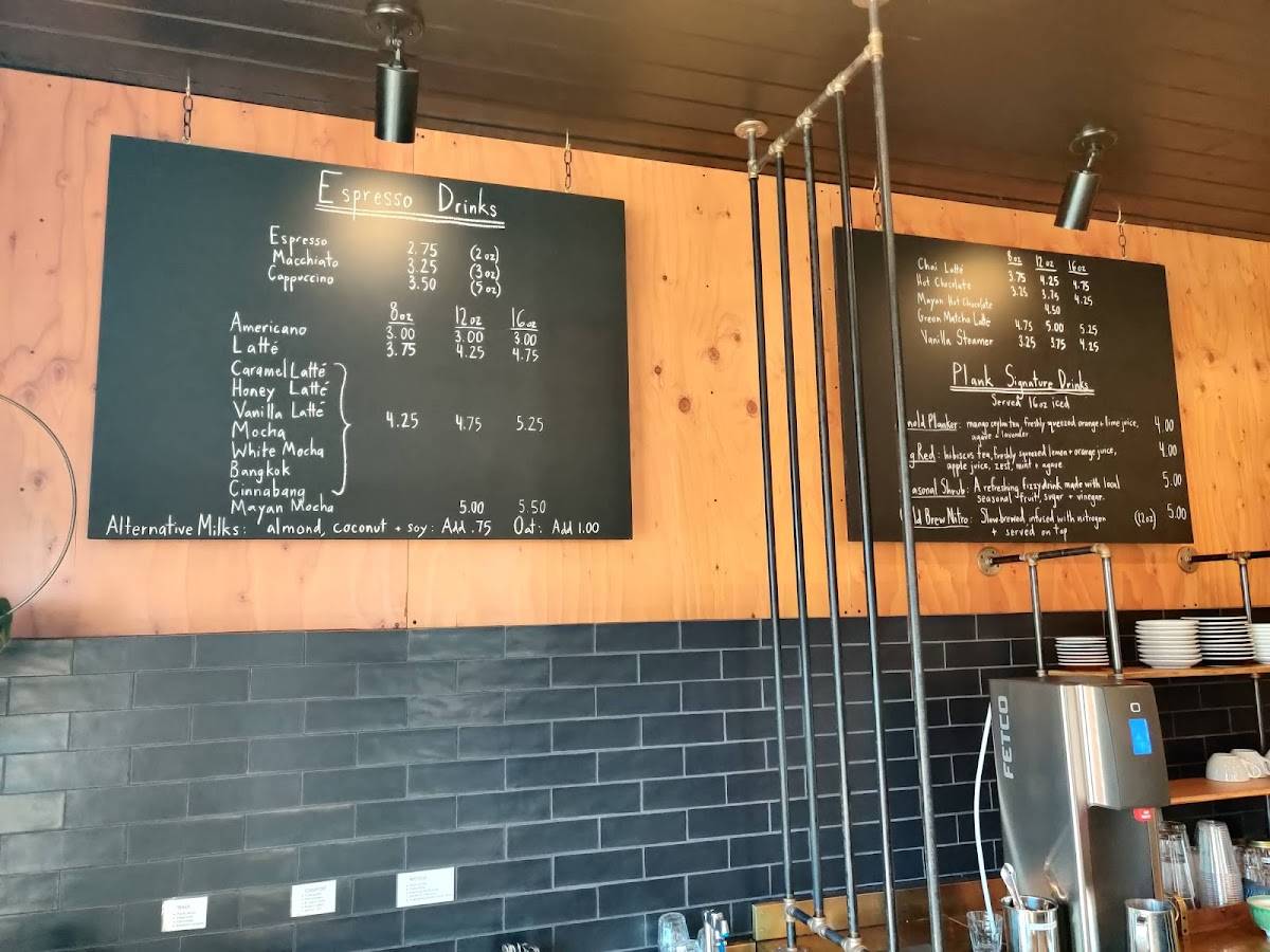 Menu at Plank Coffee Healdsburg cafe, Healdsburg, 175 Dry Creek Rd