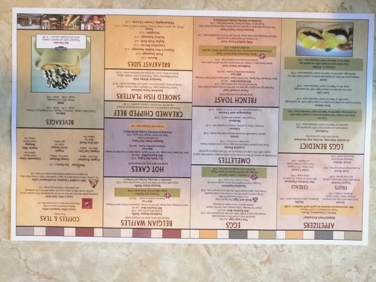 Menu at Ponzio's Diner-Bakery-Bar, Cherry Hill