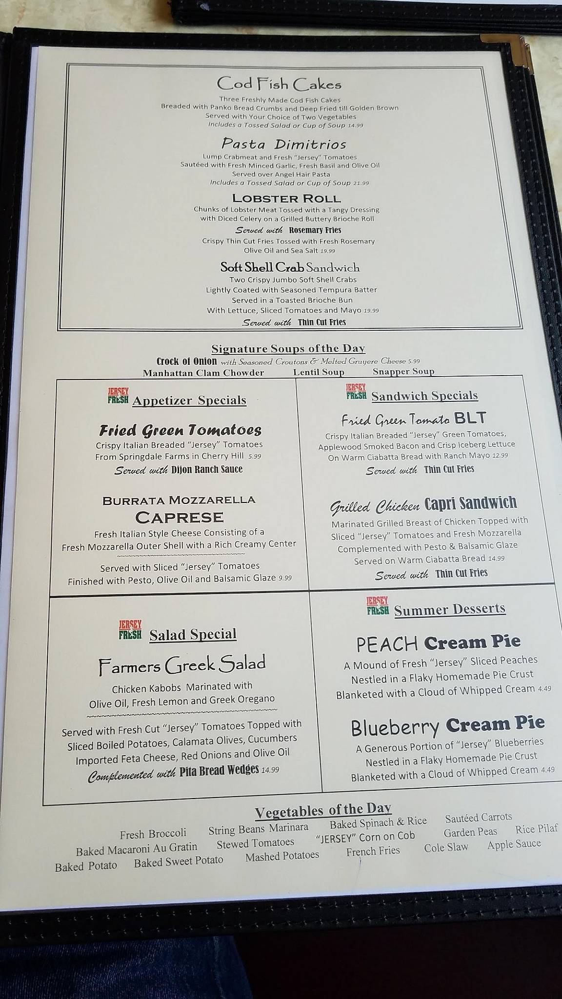 Menu at Ponzio's Diner-Bakery-Bar, Cherry Hill
